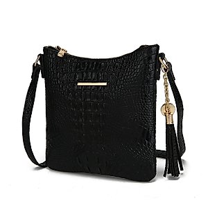 MKF Crossbody Bags for Women – PU Leather Pocketbook Handbag – Medium Side Messenger Purse, Shoulder Strap Black