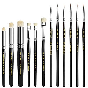 Miniature Paint Brushes Dry Brush Set, 12pcs Miniature Painting Modeling Fine Detail Paint Brush Set, Drybrush Paint Brush for Miniature, Vallejo, Model, Citadel, Figurine