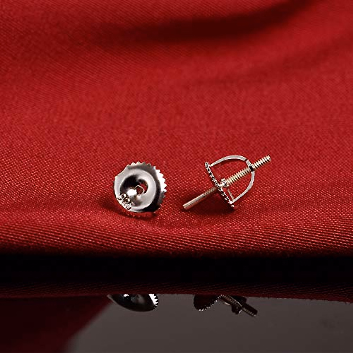 2 Pairs 18k Gold Plated Earring Screw Backs Replacement Sterling Silver Screw On Earring Backs for Diamond Studs, Hypoallergenic Secure Locking Earring Backs for Kid White Gold 6mm