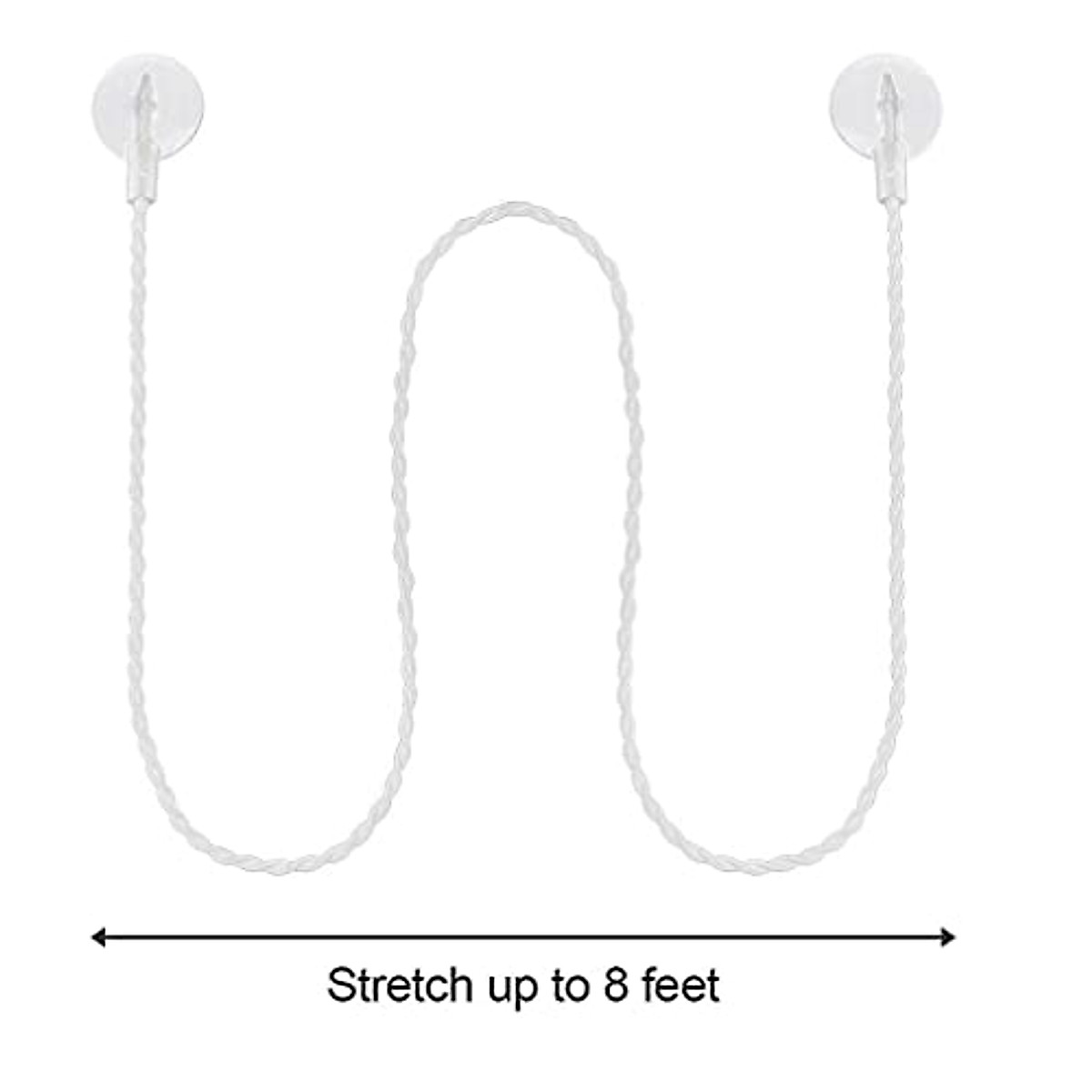 2 Pack Travel Clothesline with Hooks and Suction Cups, Portable Retractable Clothesline Camping Accessories for Outdoor and Indoor Use, Backyard, Vacation Hotel, Balcony Clothes Drying Line(White)