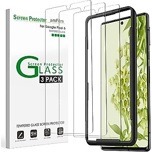 amFilm Screen Protector for Google Pixel 6, 0.26mm Thickness HD Clear, Anti-Scratch Bubbles-Free, Tempered Glass, 3 Pack