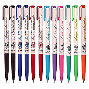 Xeno 0.38mm Baby Mikey Lisa Character Slim Ballpoint Pen, Baby Mikey Lisa, Assorted 12 Colors