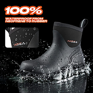 HISEA Men's Rubber Boots Ankle Rain Boots Waterproof Outdoor Mud Bootie for Lawn and Garden