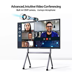 JAV Smart Board 75" Interactive Whiteboard 4K Touchscreen, Digital Presentation Electronic Smart Whiteboard Built-in Camera for Classroom Home Office Studio (Wall Mount Included)
