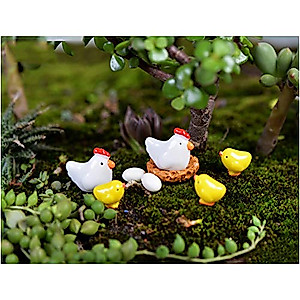 SPWOLFRT 26 Pcs Cute Mini Animal Figurines Miniature, Family Chicken Cock Ornament Micro Fairy Garden Décor for Moss Landscape DIY Terrarium Crafts Accessories Home Outdoor Indoor (Chicken Family)