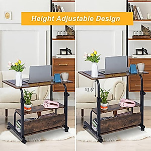 Laptop Desk Adjustable Desk Small Standing Desk Home Office Desks for Small Spaces Portable Desk Table for Bedrooms, 31.5" Rustic Uplift Study Desk Mobile Rolling Computer Work Desk on Wheels (Rustic)