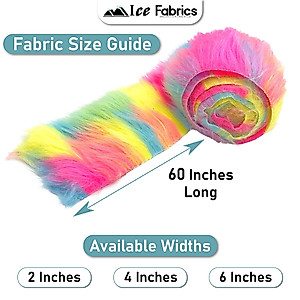Ice Fabrics Craft Faux Fur Fabric Pre Cut Rolls - 2"x60" Fur Ribbon Mohair Fabric Strips - Super Soft and Fuzzy - Perfect for Crafts, Costumes & Decoration - Royal Blue - 2x60
