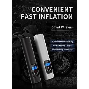 ADVENTURE-AIR Portable Air Compressor, Tire Inflator, Compact Air Pump - Electric Tire Pump for Car, Motorcycle, Bike, Ball - Digital Pressure Gauge, Cordless, Automatic, Rechargeable Battery Powered