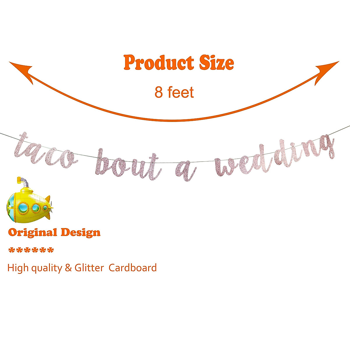 Etaredkj Taco Bout a Wedding Banner,Rose Gold Glitter Sign Garland for Mexican Fiesta Themed Bridal Shower Bachelorette Party Wedding Decorations