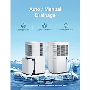 BUBLUE 2000 Sq. Ft Dehumidifier for Basements, Home and Large Room with Auto or Manual Drainage | 36 db Industry Leading Noise Reducing | Integrated Air Filters, 3 Operation Modes, Clothes Drying
