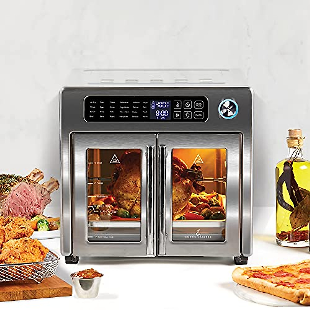 Emeril Lagasse 26 QT Extra Large Air Fryer, Convection Toaster Oven with French Doors, Stainless Steel (Renewed)