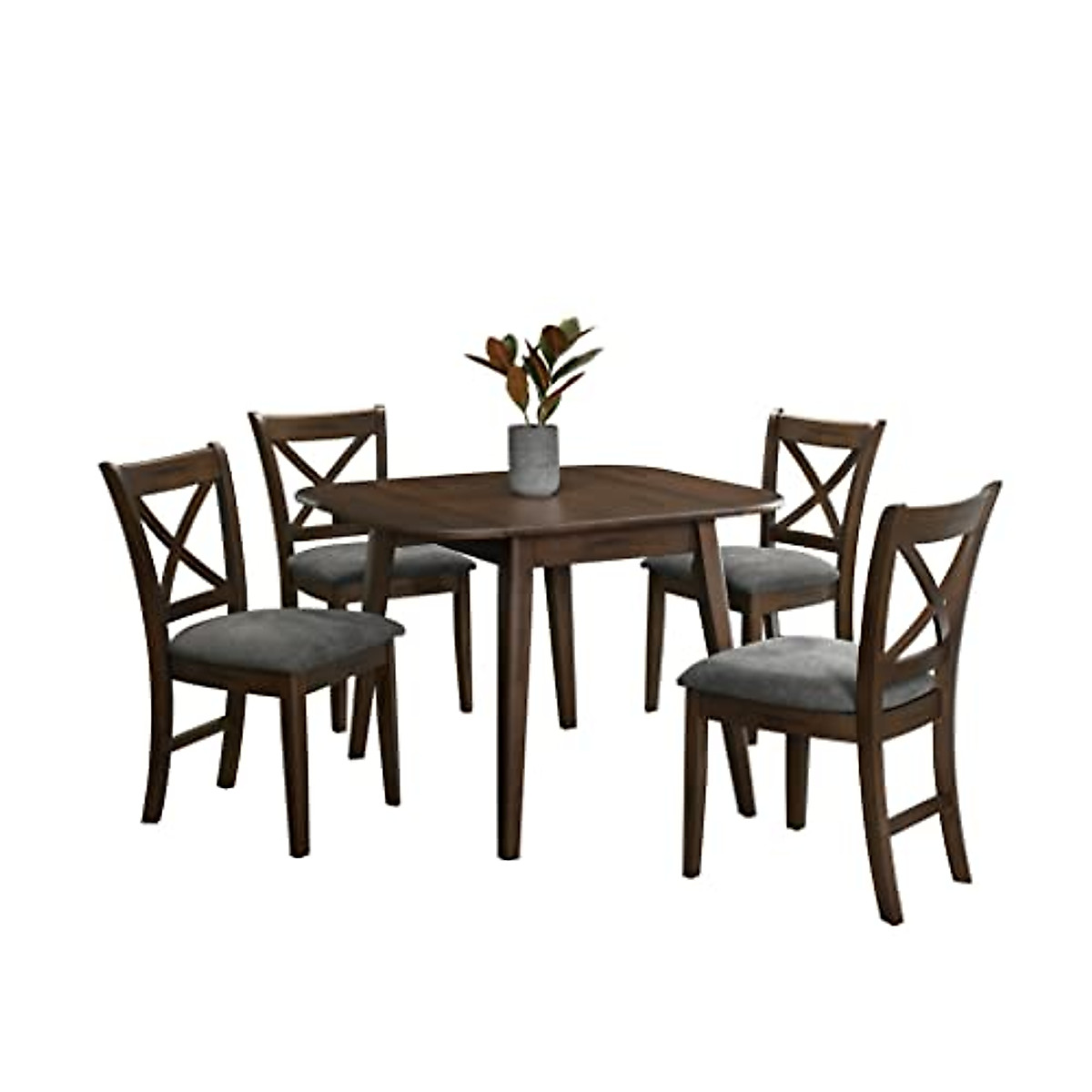 Liveasy Furniture 5-Piece Wood Extendable Dining Table Set with Drop Leaf Table and 4 Upholstered Chairs for Small Places (4 Seats)