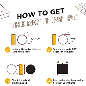 Made in USA Prescott Plastics 3/4" - 0.75" Inch Rubber Hole Plugs Round Black Vinyl End Cap, Flexible Pipe Post Rubber Cover, Glide Protection Furniture (Pack of 4)