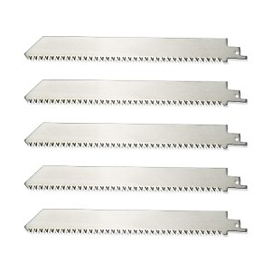 ZUZZEE 9inch 8TPI Unpainted Stainless Steel Reciprocating Saw Blade for Frozen Meat Bone Cutting Wood Pruning (5 Pack)