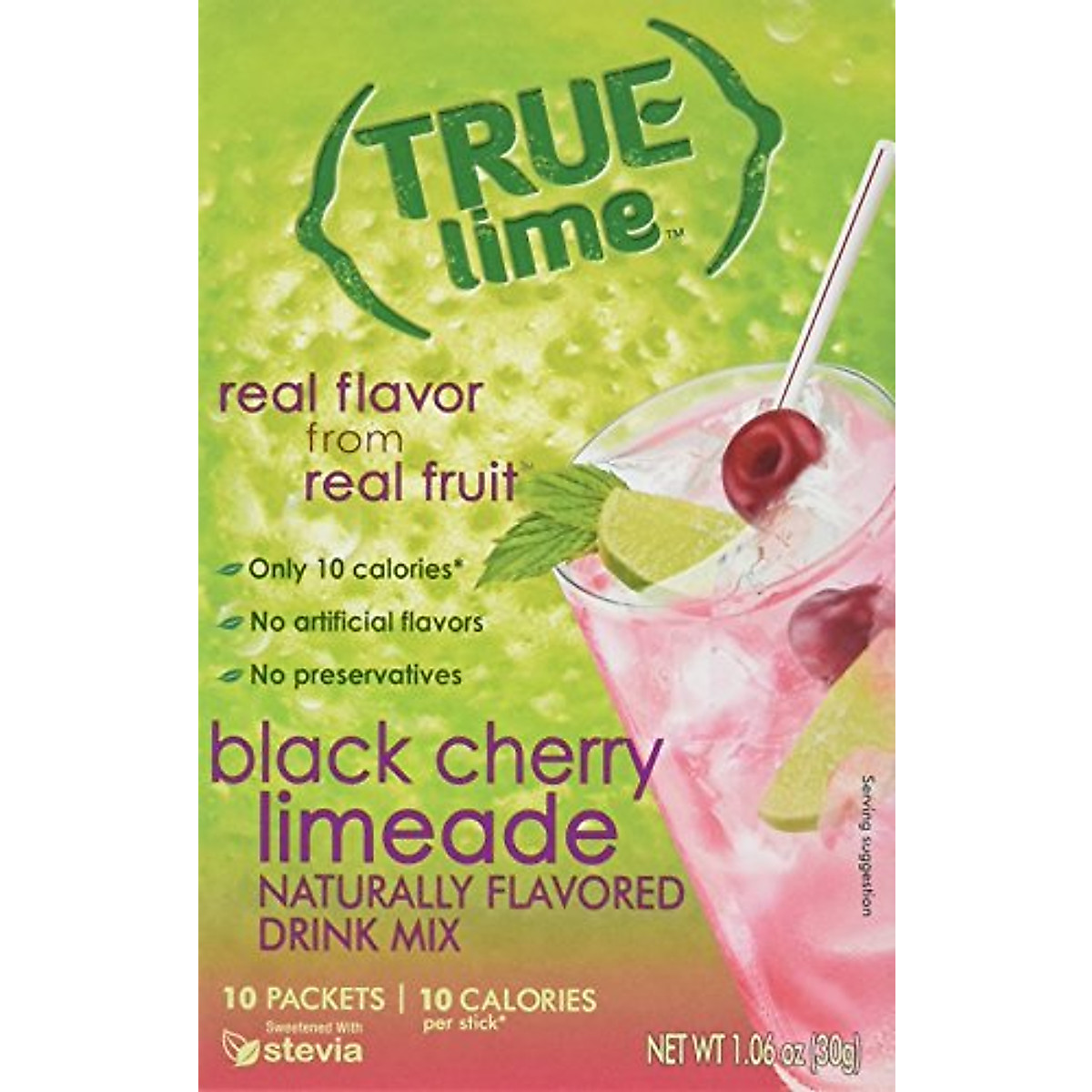 True Lime Black Cherry Limeade Drink Mix, 0.106 Ounce - 10 per pack -- 12 packs per case.