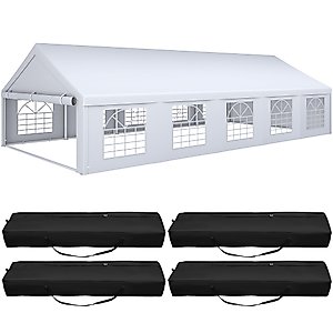 DWVO 20x30 ft Outdoor Heavy Duty Party Tent Wedding Event Shelters Upgraded Galvanized Canopy with Large White Roof, Removable PVC Sidewalls & 3 Storage Bags