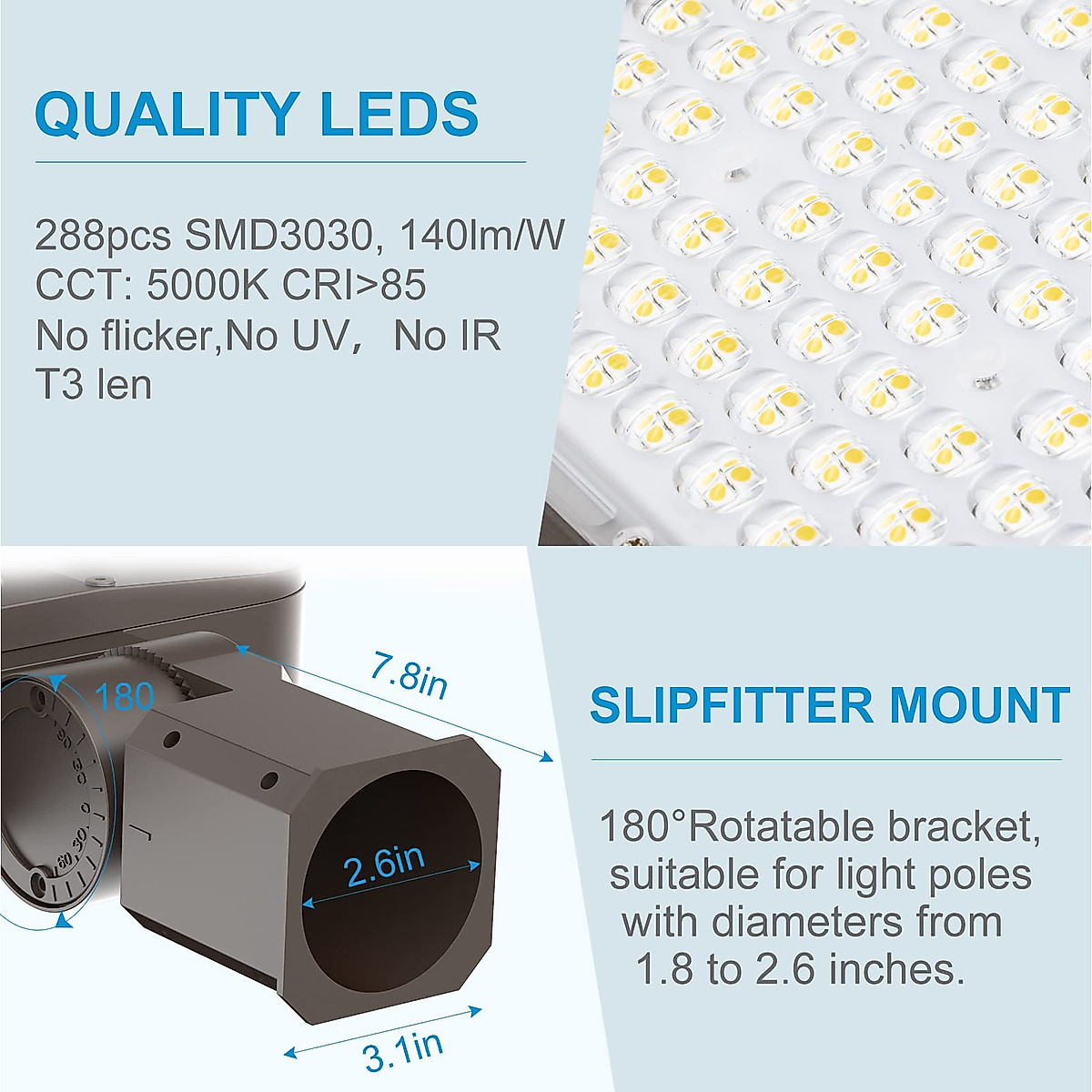 Lightdot 150W Parking Lot Lights 21000Lm (Eqv 600W HPS) 5000K Led Parking Lot Lights with Dusk to Dawn, ETL Listed LED Pole Light with Slipfitter Mount,IP65, Energy Saving