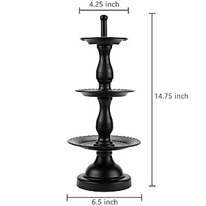 MyGift 3-Tier Black Metal Fountain Earring Holder Organizer and Ring Dish Jewelry Stand