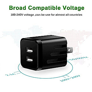 USB Wall Charger, Loxdn 2-Pack Dual Port USB Wall Plug Charging Block Adapter Charge Cube Brick Box Compatible with iPad/iPhone/iPod, Samsung, LG, Moto, Android Phone (Black)