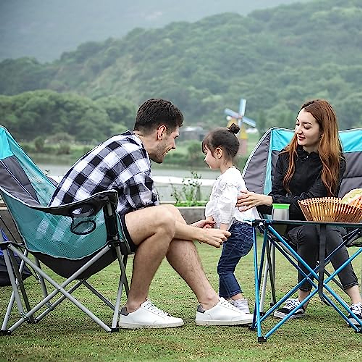 SUNNYFEEL XL Padded Oversized Camping Chair, Heavy Duty Folding Camp Chairs w/Cup Holder and Carry Bag, Portable Lawn Chairs, Foldable Outdoor Sofa for Adults, Sports, Tailgating, Beach,RVing