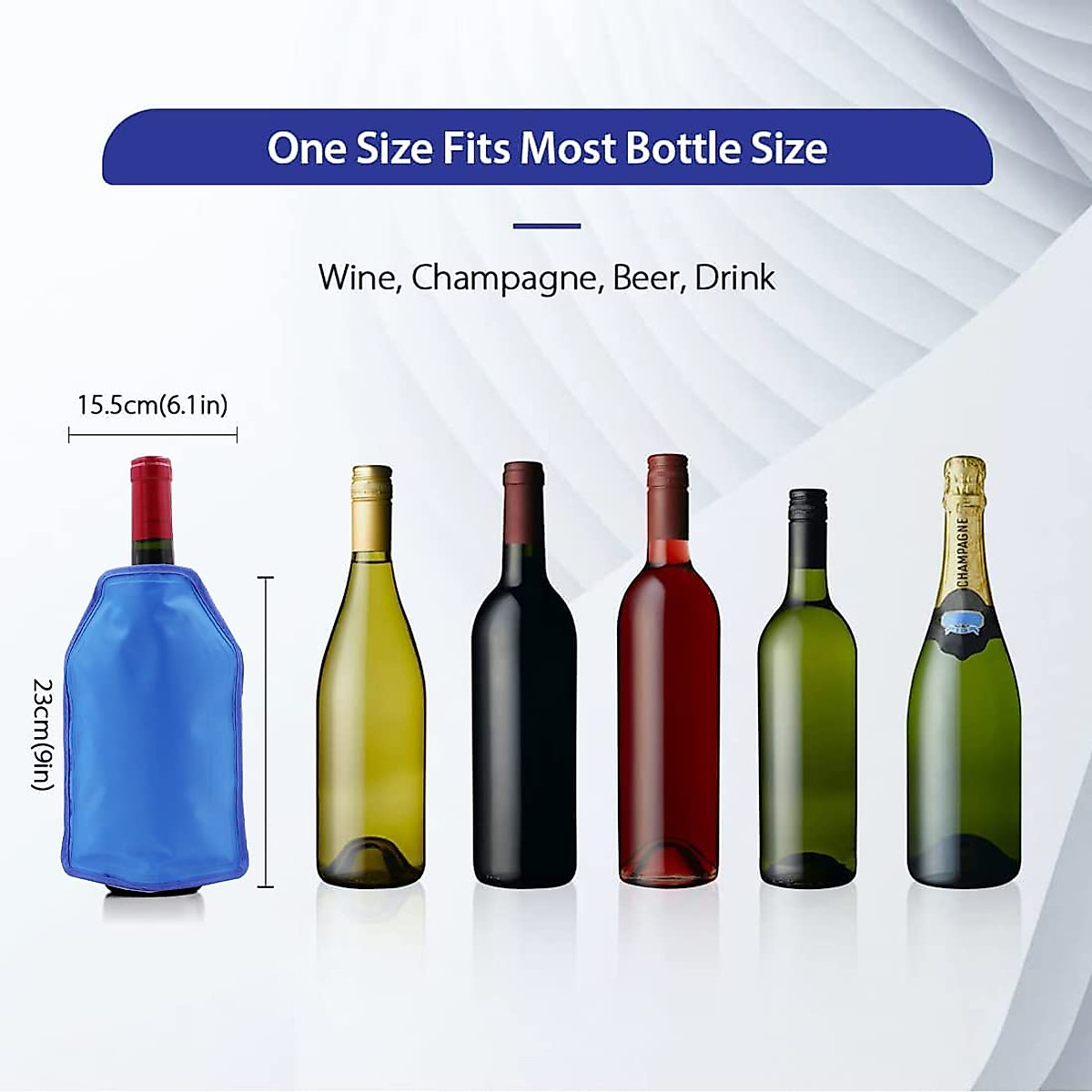 Wine Cooler | Bottle Cooler Fits 750ml and 1.5L Bottle | Wine Chilling Sleeves Ideal For Champagne Wine and Beer(2Pack)