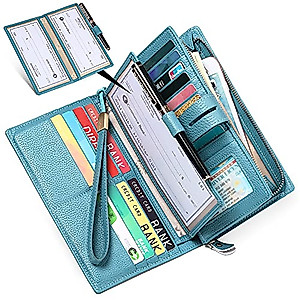 SENDEFN Women's Wallet Large Capacity RFID Blocking Leather Wallets Credit Cards Organizer with Checkbook Holder