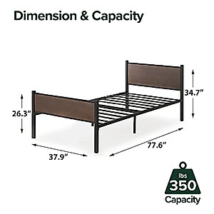 ZINUS Tucker Bamboo and Metal Platform Bed Frame / Bed Frame Made with Sustainable Bamboo / Steel Slat Mattress Support with No Box Spring Needed / Easy Assembly, Twin