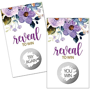 Haizct 50 Pack Purple Flowers Bridal Shower Scratch Off Game Cards for Country Wedding, Bridal Shower, Bridal Lottery Tickets, Wedding Shower Ideas, Baby Shower