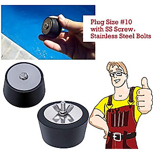 Podoy Swimming Pool Winterizing Plugs 1.5" to 2" Heavy Duty with SS Screw Stainless Steel Bolts Winter 2 inch Rubber Expansion Plug(Pack of 2)