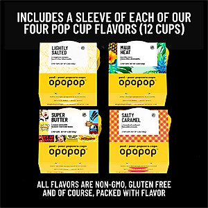 Opopop Gourmet Popcorn Gift Set - Variety 12-Pack Microwave Popcorn Kit, Collapsible Silicone Popcorn Popper, Gift Ready Packaging, Gluten Free Snacks Variety Pack, BPA-Free and Dishwasher Safe