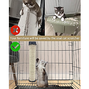 VCEPJH 2 Pcs Cat Scratching Post for Crate Cage Mounted Cat Scratcher Natural Sisal Scratch for Scratching and Climbing Furniture 15x2.7inches (White)