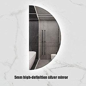 LKP Frameless Wall Mounted Vanity Mirror Led Backlit Bathroom Mirrors White Light/Warm Light/Neutral Light Dimmable Explosion Proof Modern Half Round 15x31inch