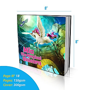 Personalized Storybook by Dinkleboo -"The Magical Unicorn" - for Kids Aged 0 to 8 Years Old - A Story About Your Son or Daughter Being a Unicorn who Lives high Above The Clouds! - Soft Cover (8"x 8")