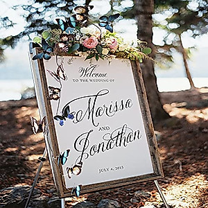 naudassods Artificial Butterfly Wreath, Fake Butterfly Decorative Vines, DIY 3D Unique Butterfly Hanging Decoration Home Wall Easter Spring Flower Party Wedding Decoration. (Peacock Blue)