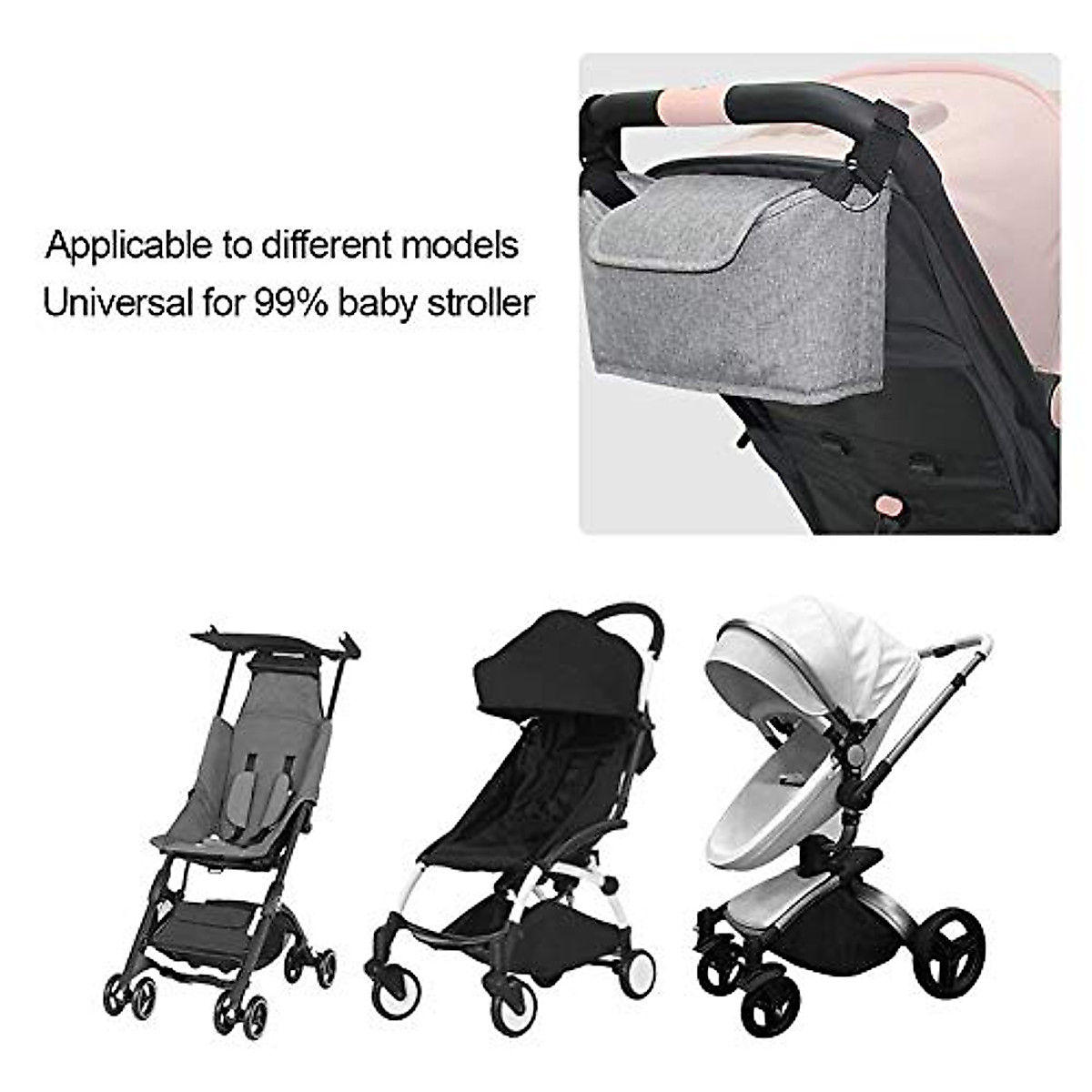 Non Slip Baby Stroller Organizer Bag with Cup Holder for Mom, Universal Fit for Uppababy Vista Cruz Nuna Baby Jogger Bob Baby Stroller and Stroller Accessories for Baby Boy Girl