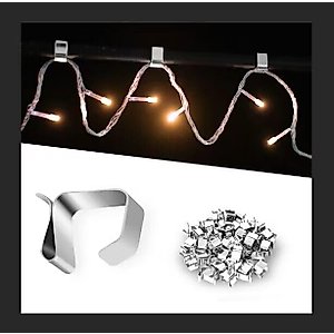 Wazitin Gutter Hooks Clips for Hanging Outdoor Lights Christmas Lights Gutter Hooks Galvanized Holiday Lights Roof Hooks for Festival Christmas Decoration Outside String Lights (150Pcs,11mmx19mm)