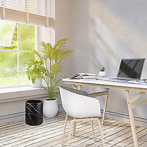 VOSAREA Marble Trash Can 12L Round Garbage Bin Double Layer Waste Basket Container for Bathrooms Kitchens Home Office Hotel B