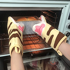 Oven Mitts Kitten Cat Paw Design Heat Resistant Oven Gloves Thick Cotton Lining Cooking Baking Potholder Gloves Microwave Gloves BBQ Grilling Kitchen Tool Home Decor (Cat Paw)