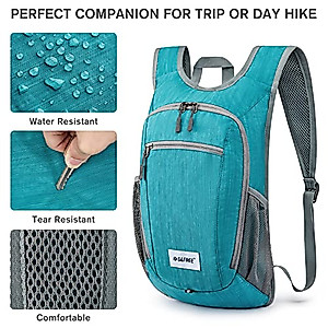 G4Free 10L/15L Hiking Backpack Lightweight Packable Hiking Daypack Small Travel Outdoor Foldable Shoulder Bag(Teal Blue)