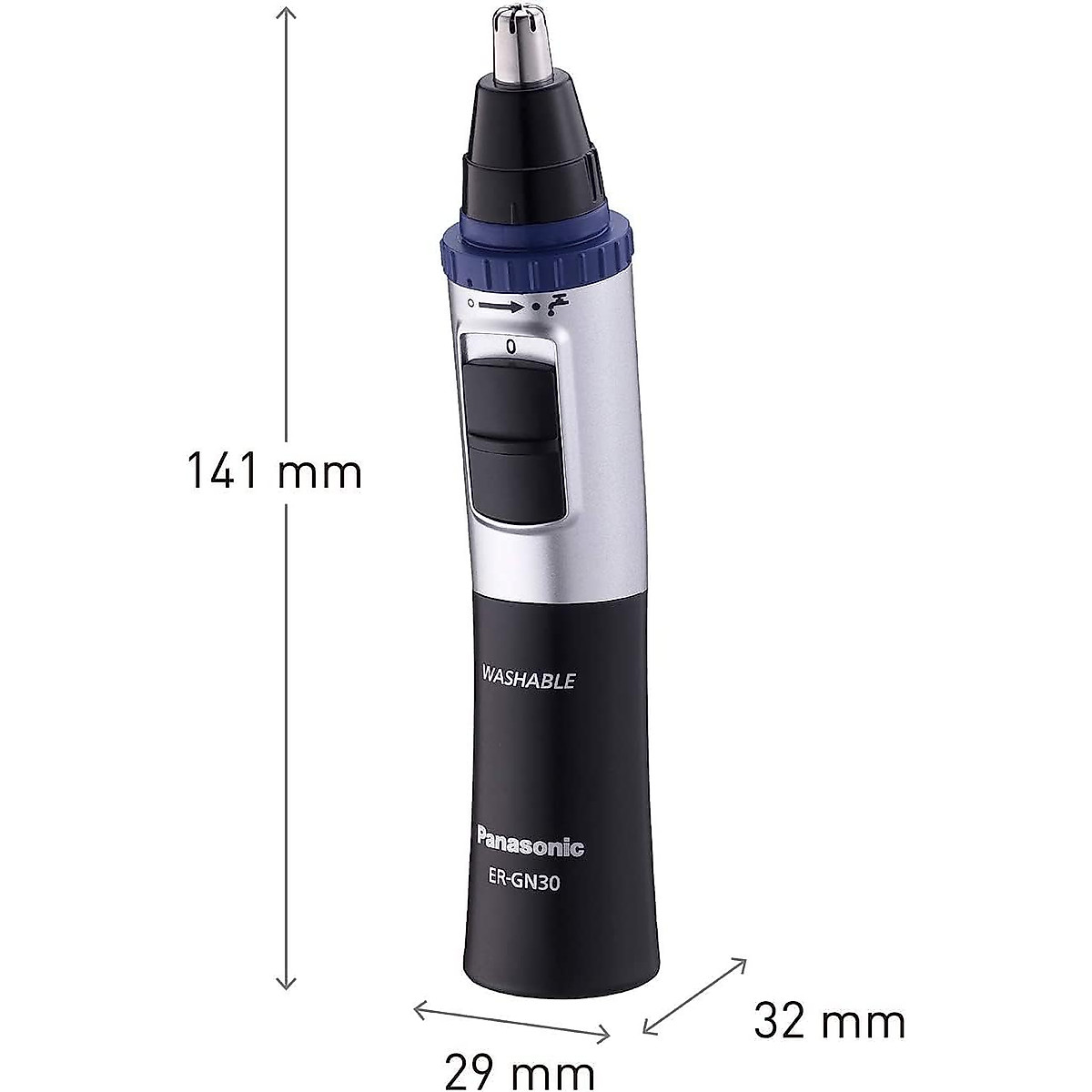 Panasonic ER-GN30-K Nose, Ear n Facial Hair Trimmer Wet/Dry with Vortex Cleaning System, Black
