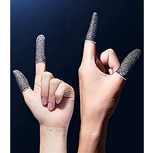MOMOFLY 60% Silver Fiber Gaming Finger Sleeves (6 Pack) Anti-dislodging Touch Screen Breathable Anti-Sweat Shoot Aim Finger Cot for PUBG Mobile