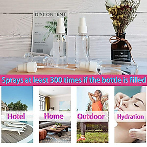 3 Pack 50ml Fine Mist Mini Spray Bottles Plastic, Pump Spray Cap Refillable Reusable Empty Atomizer Spray Bottles Travel,Suitable for Liquid (professional 1.69oz)