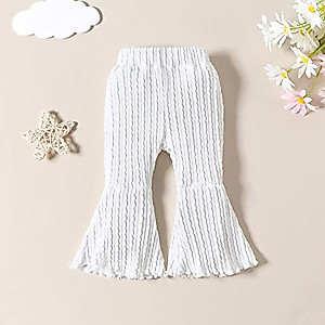 Toddler Bell Bottoms Baby Girls 2T 3T Leggings Bell Bottomed Flare Pants Trousers Light and Breathable White