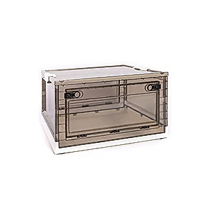 Best Home Fashion 2 packs X-LARGE Storage Bins Side Opening, Stackable Lid Collapsible, Foldable, Easy Tidy Up with Storage Box, Ideal for Home & Office Organization Storage Cube (X-Large, White)