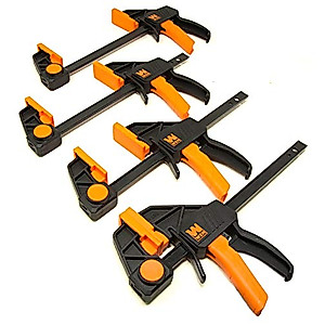 WEN CLR062 6-Inch Heavy Duty Steel Bar Clamps and Spreaders with 2.3-Inch Throat, Four Pack