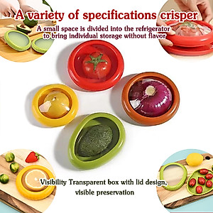 Silicone Fruit Storage Containers,4 Pcs Onion Storage Avocado Saver,Reusable Fruit and Vegetable Anti-Oxidation Storage Box,Lemon Storage Container For Fridge,Food Huggers