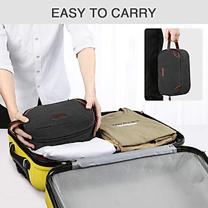 TOUPONS Men's Travel Toiletry Organizer Bag Canvas Shaving Dopp Kit TSA Approved (Black)