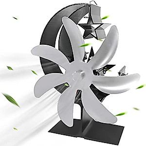 7 Blades Wood Stove Fan, Non Electric Wood Stove Fans, Stove Fan for Wood Burning, Dual Head Wood Burner Fans, Log Burner Fan for Wood burner Stove Top Eco-Friendly Silent Operation Multi Burners