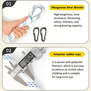 QWEASDF Sturdy Fire Escape Ladder, Emergency Fire Escape Rope Ladder, Flame Resistant Safety Evacuation Ladder, Fast to Deploy, Non-Slip, Easy to Use, 900 LB, for Home, Office, Outdoor,5m/16.4ft