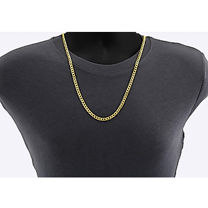Nuragold 10k Yellow Gold 5.5mm Cuban Curb Link Chain Pendant Necklace, Mens Womens Jewelry 16" 18" 20" 22" 24" 26" 28" 30"